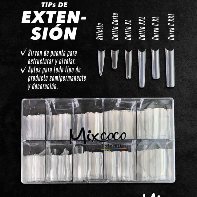 Caja Tips Extensión Stiletto Mixcoco - Mixcoco Colombia