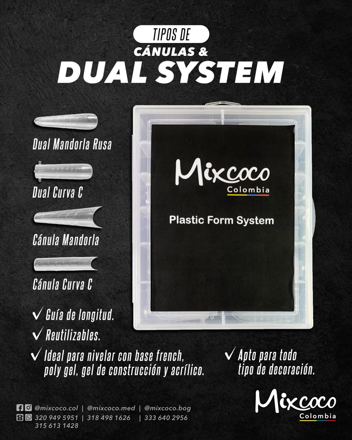 Molde Dual Completo Puntas Variadas Con Guía Silicon French - Mixcoco ...