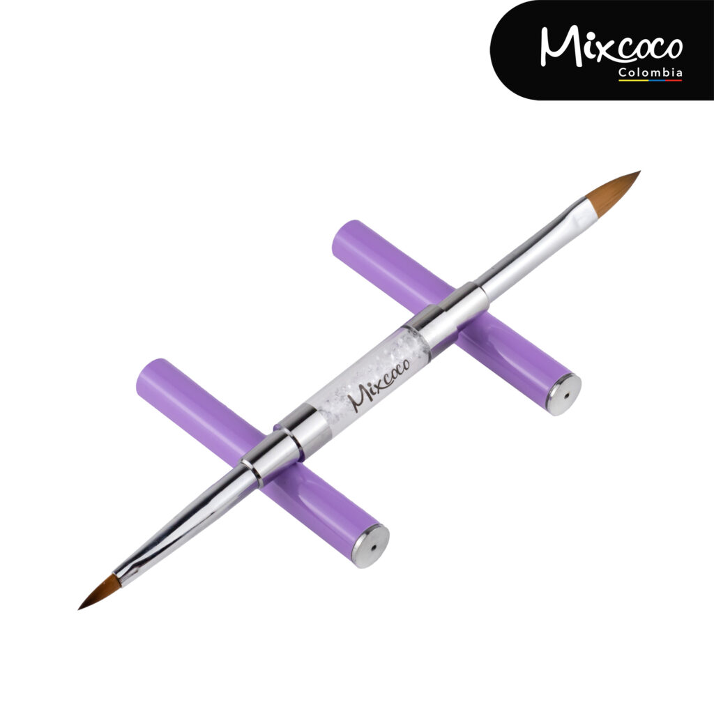 Pincel De Práctica Doble # 02 y # 10 Morado Con Tapas y Cristales ...