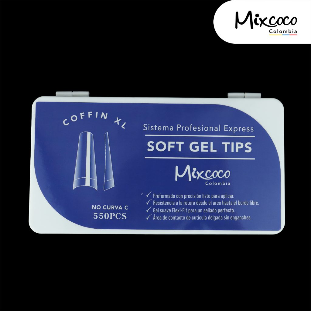 Tips Soft Gel Extensión Coffin XL | Caja x500 | Mixcoco